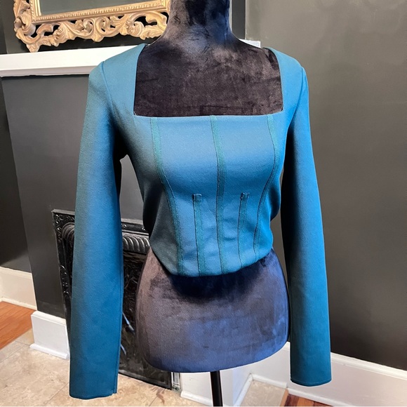 Zara | Tops | Nwt Zara Green Textured Corset Top | Poshmark